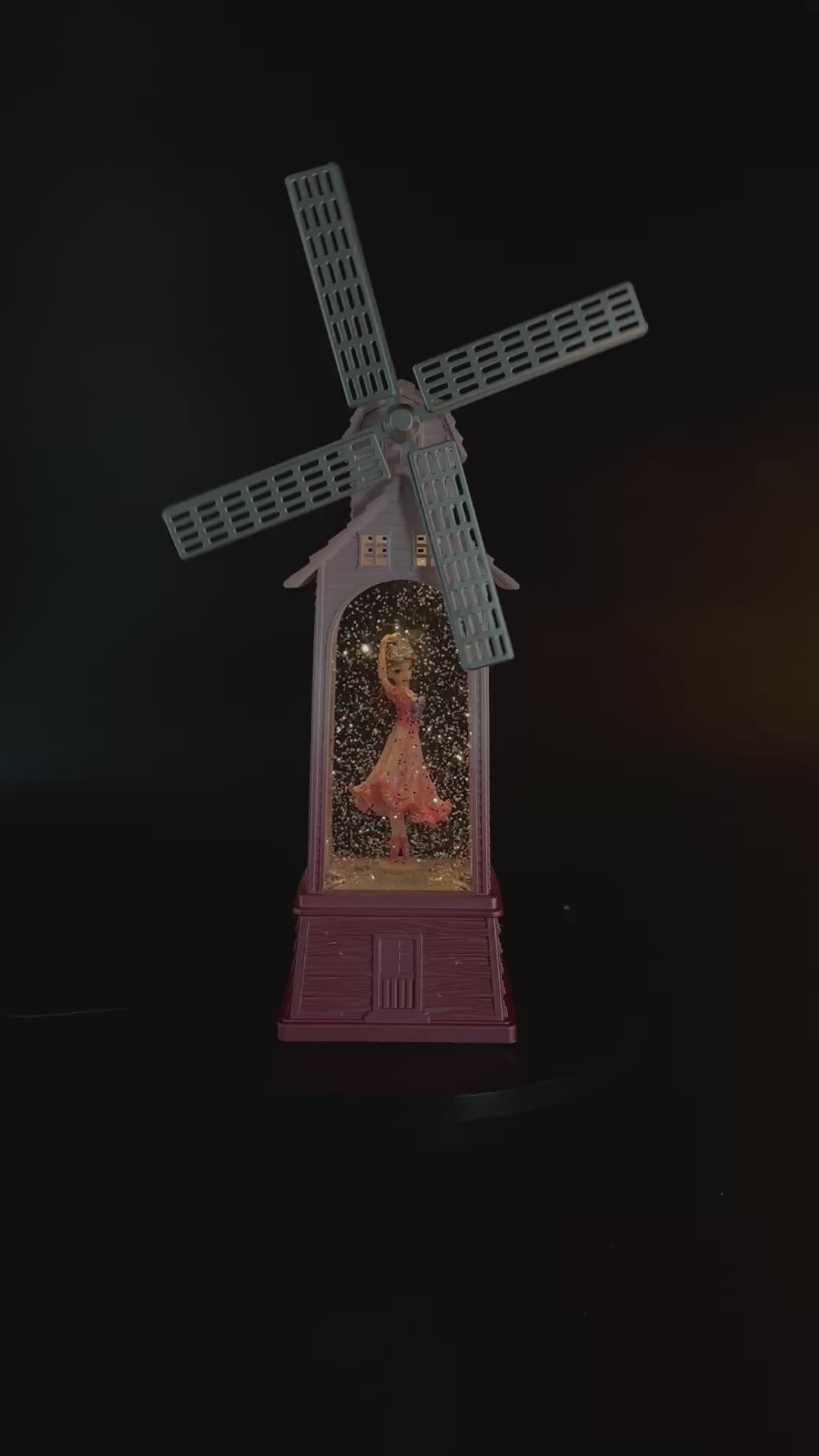 Snowing Pink Windmill w/ Spinning Princess — Xmas & Co.